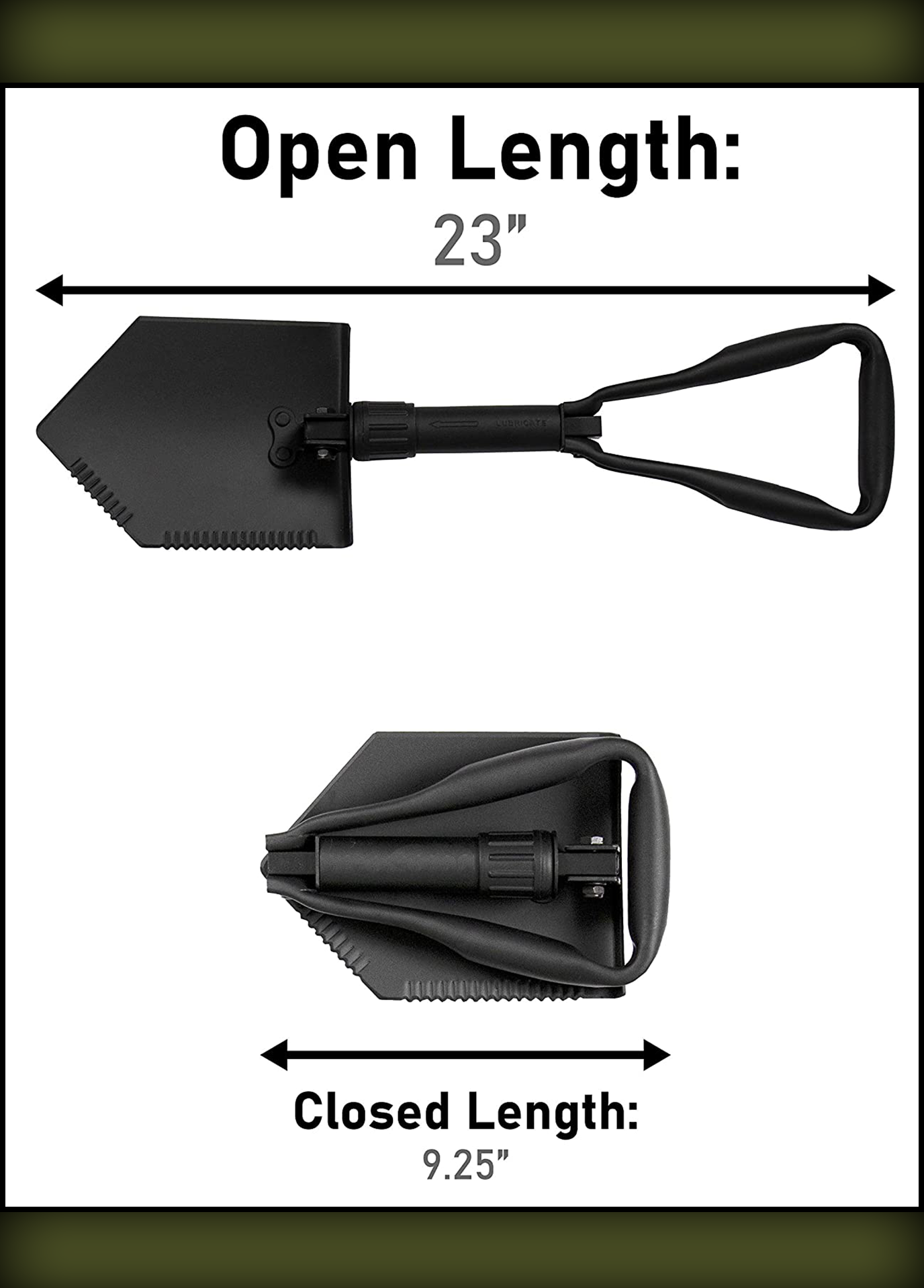 USGI Industries Military Style Shovel | Tri-Fold Entrenching Tool with